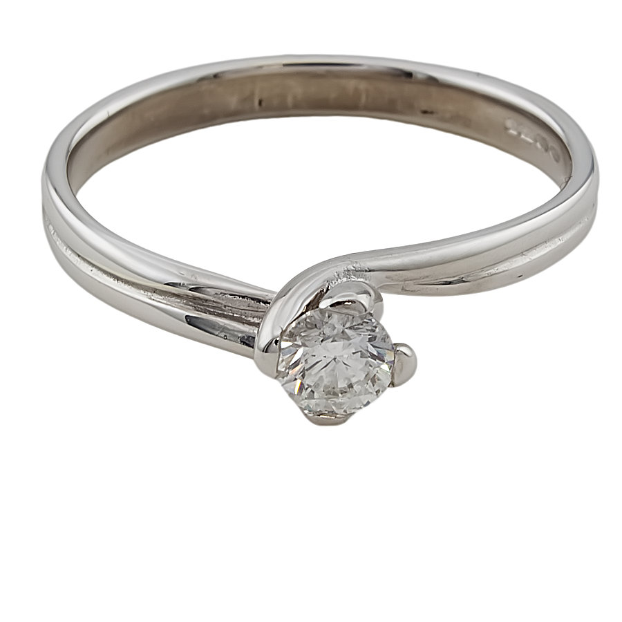 9ct White Gold Diamond 0.34cts Solitaire Ring size T