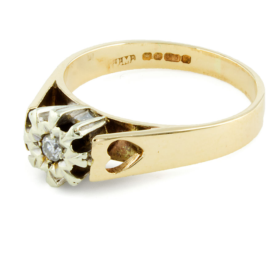 Second Hand 9ct Gold Diamond Solitaire Ring Size L