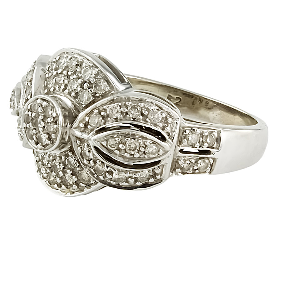 9ct White Gold Diamond 0.52cts Cluster Ring Size P
