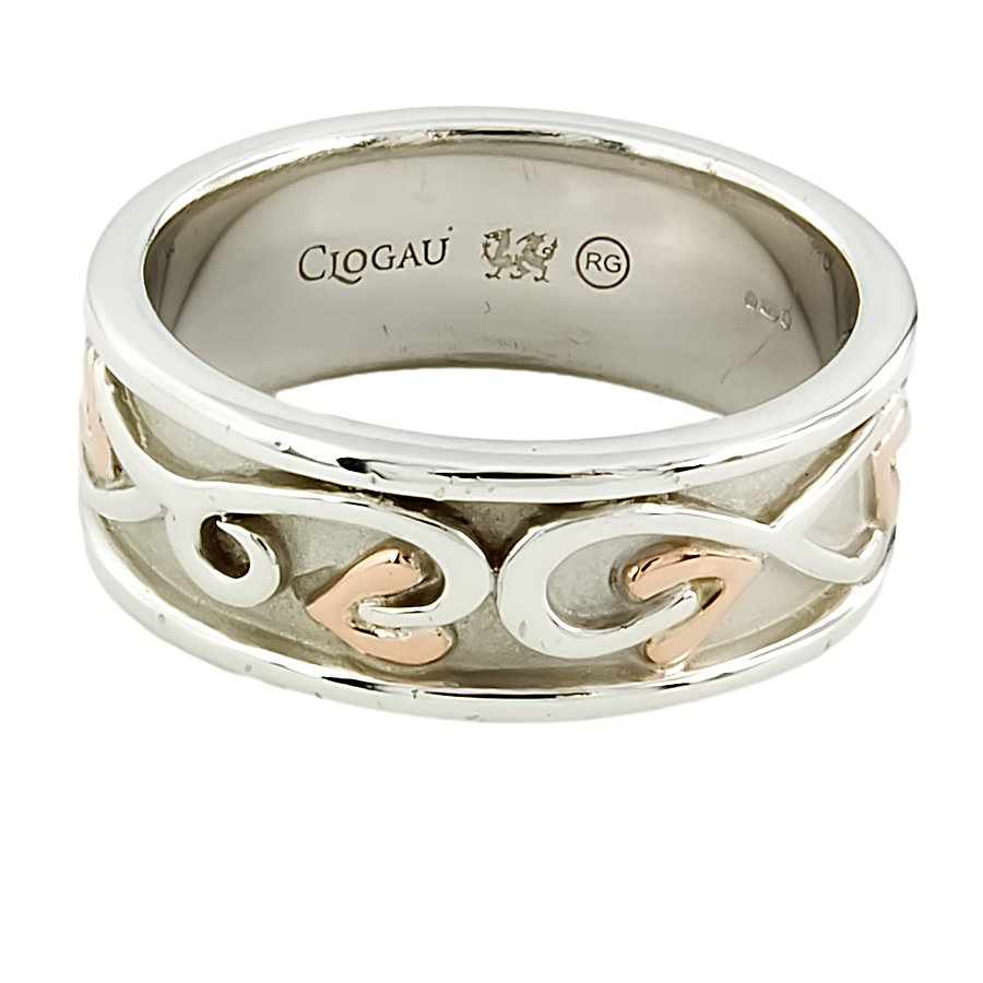 Second Hand Silver & 9ct Gold Clogau Wedding Ring Size N