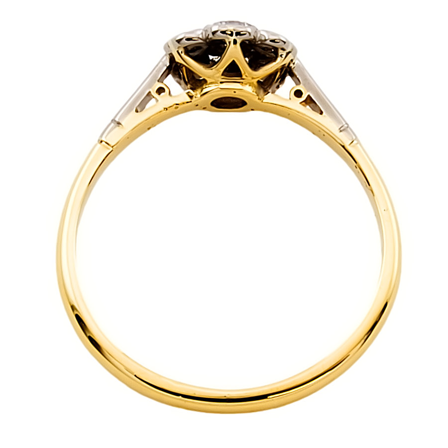 Second Hand 18ct Gold & Platinum Diamond Cluster Ring Size P