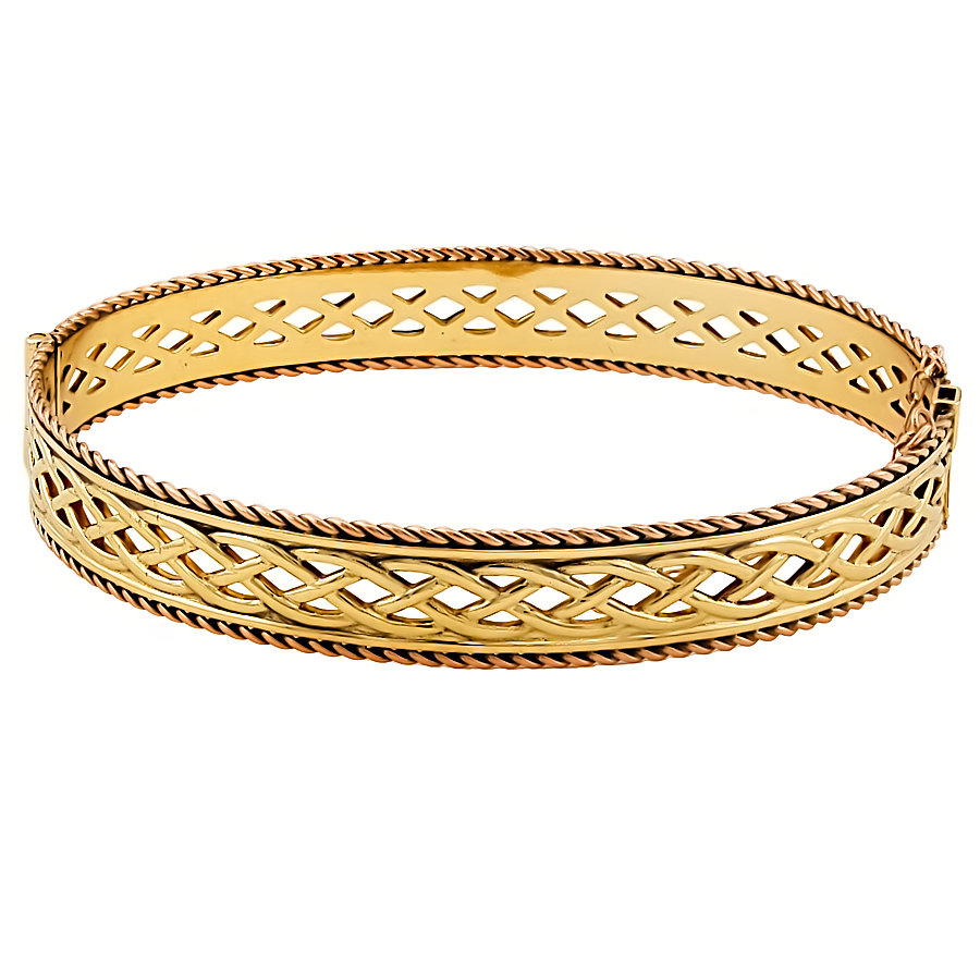 Second Hand 9ct 2-Tone Gold Clogau Hinged Bangle