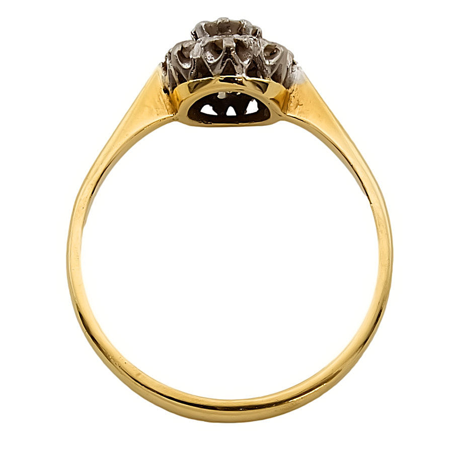 Second Hand 18ct Gold & Platinum Diamond Cluster Ring Size P