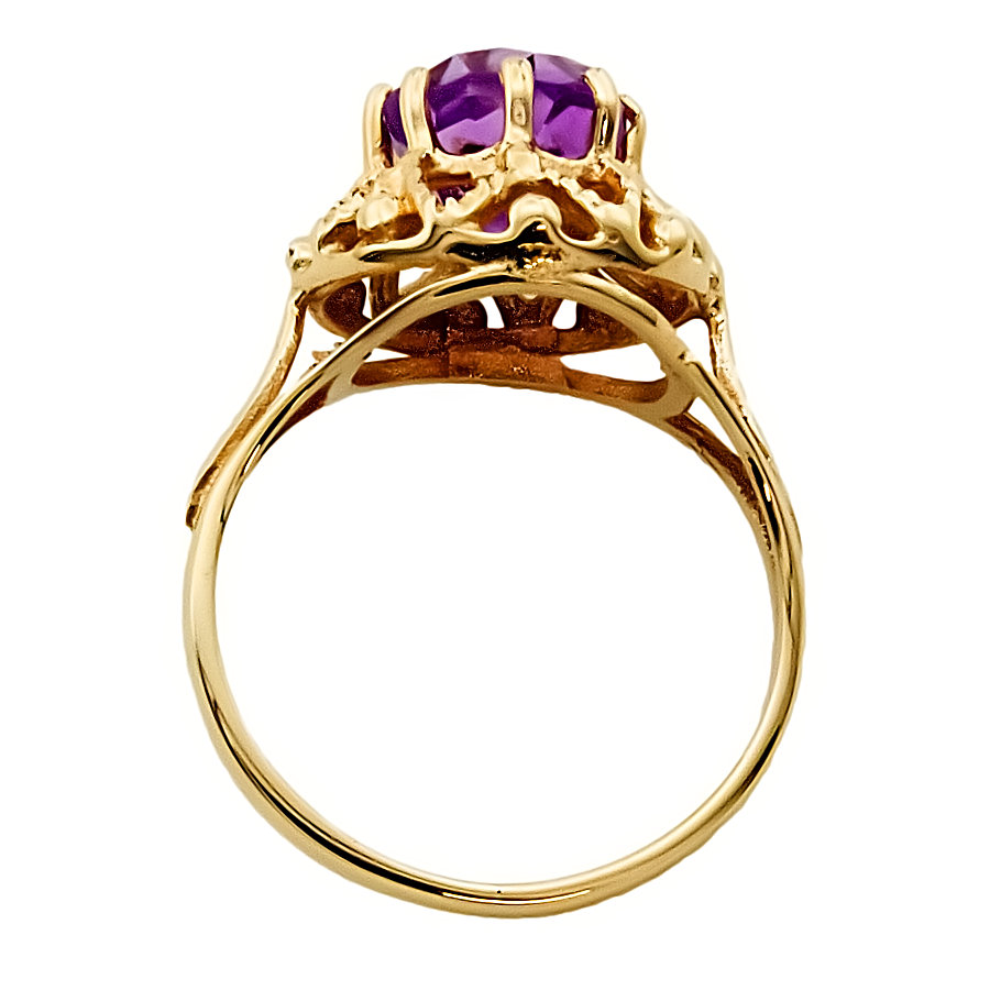 9ct Gold Amethyst Claw Set Ring size L