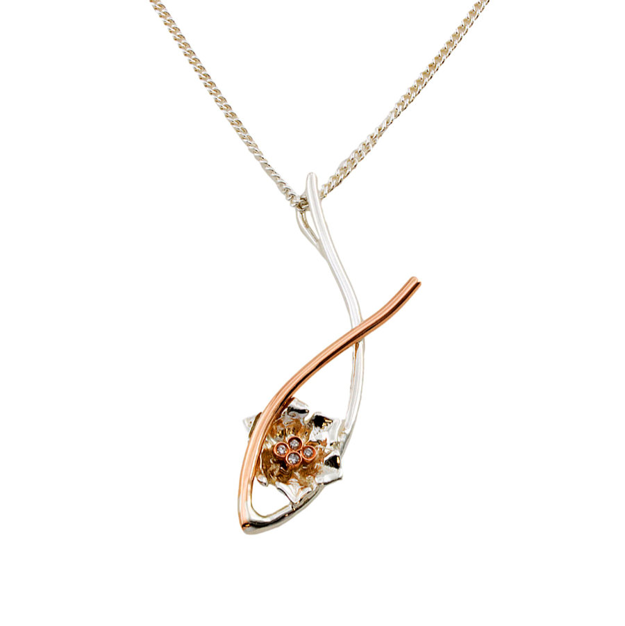 Silver & 9ct Gold Clogau Pendant with Chain