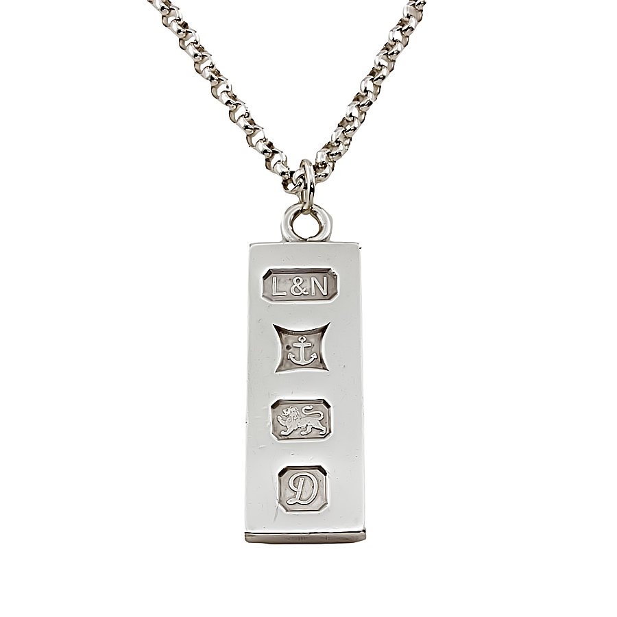 Second hand Silver 18 inch Ingot Pendant with Chain