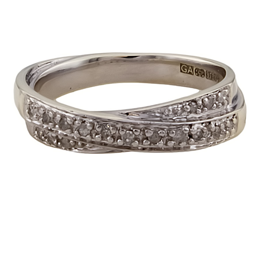 Second hand 9ct White Gold Diamond Crossover Ring size L